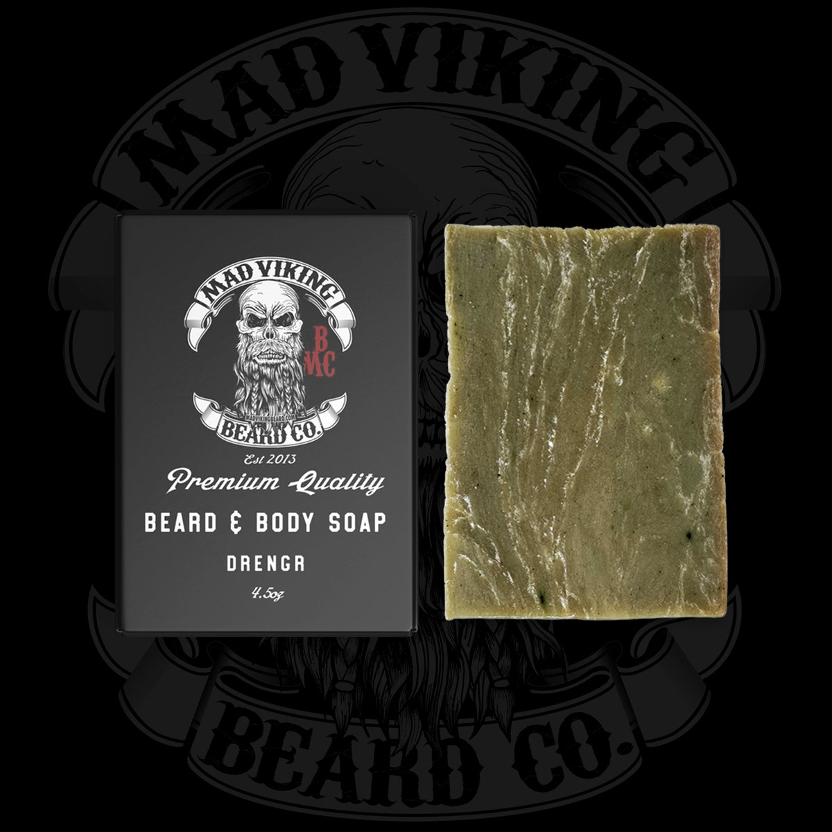 Drengr Beard & Body Soap - 4.5 Oz - Oakmoss, Cedarwood, Musk - Mad Viking