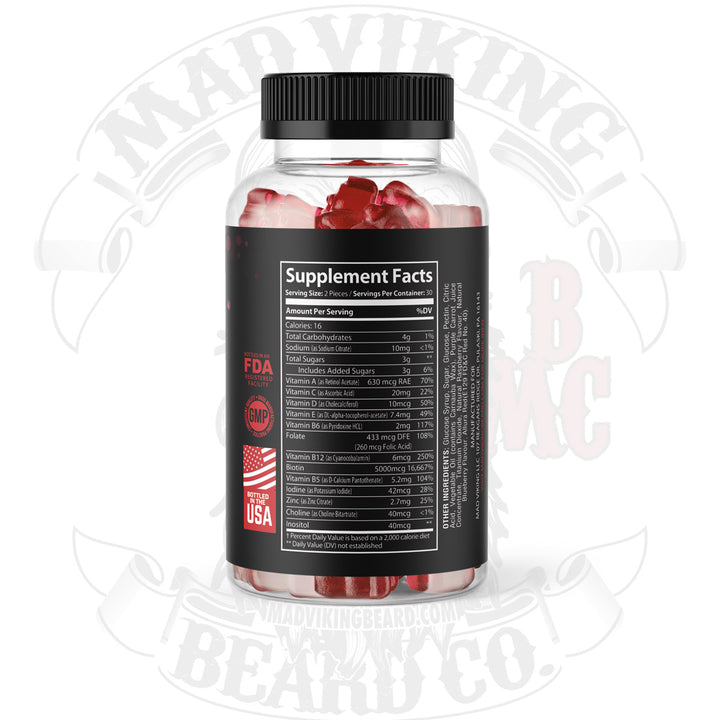 Beard Vitamin Gummies - Health, Growth, Strength - Mad Viking